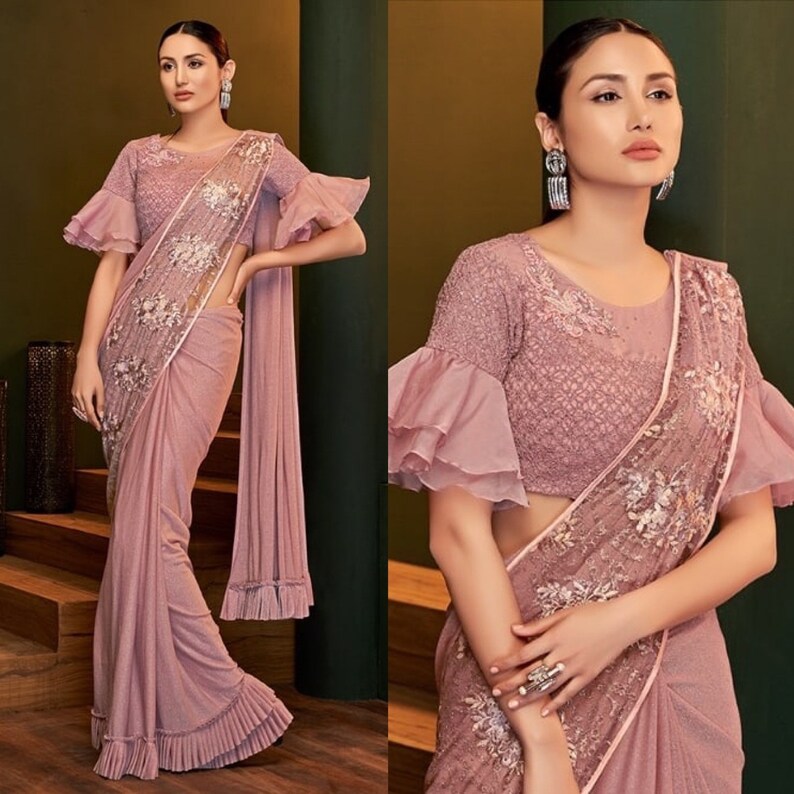 Designer Pre Pleated Saree Trendy Mod Look Saree Heavy Work Etsy