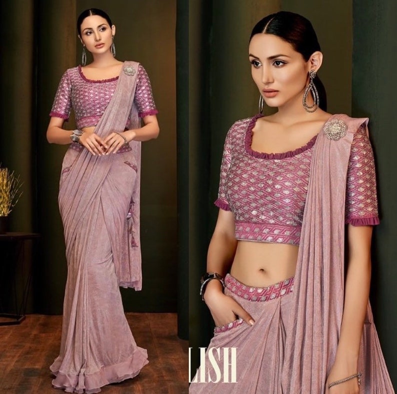 Designer Pre Pleated Saree Trendy Mod Look Saree Heavy Work Etsy