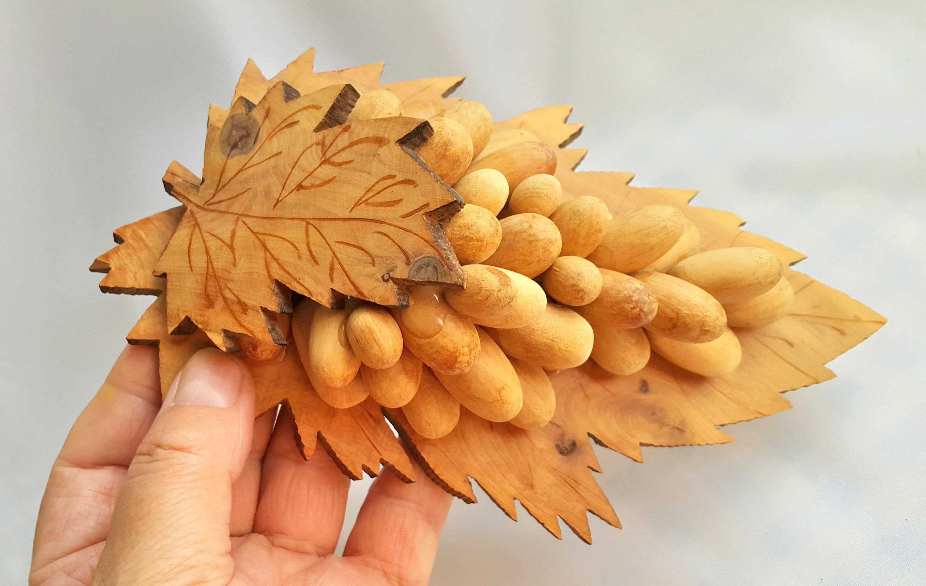 Wooden Grapes Wall Decor Carved from Beech Grape Bunch Home | Etsy