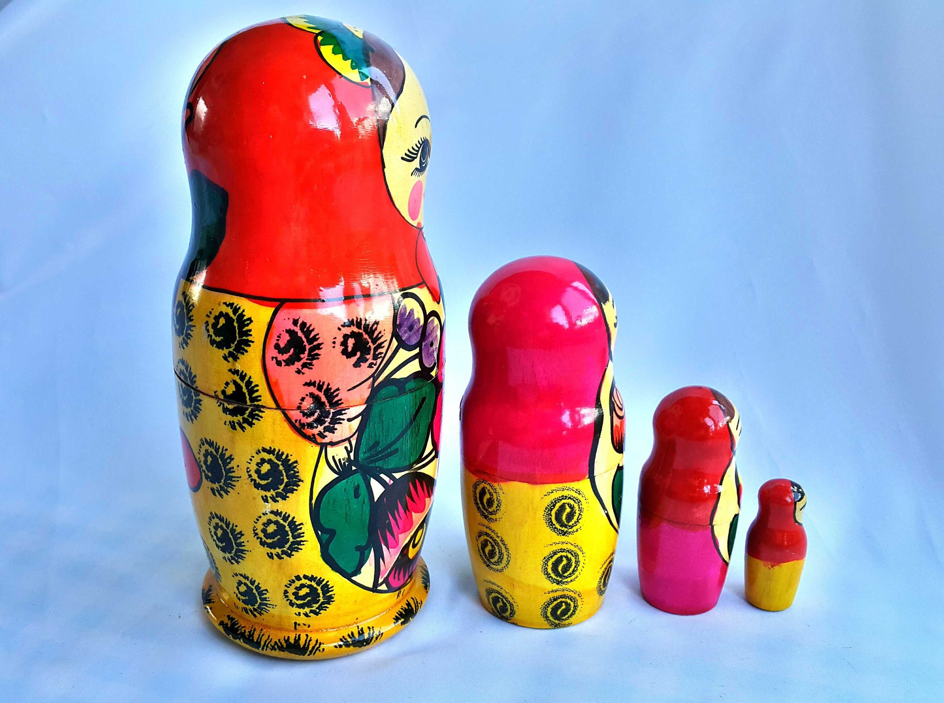 Soviet Vintage Matryoshka Doll Russian Wooden Set 4 Pcs - Etsy