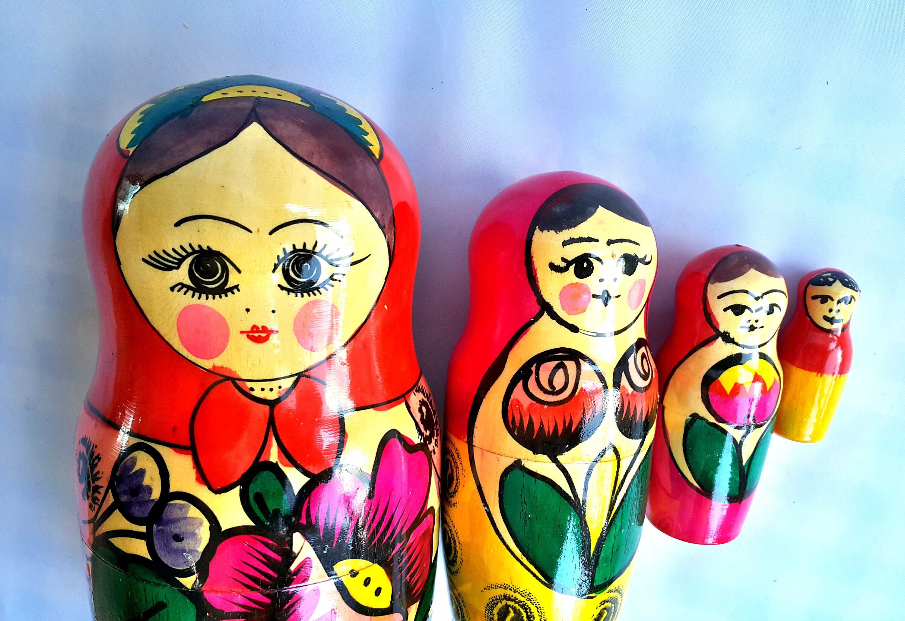 Soviet Vintage Matryoshka Doll Russian Wooden Set 4 Pcs - Etsy