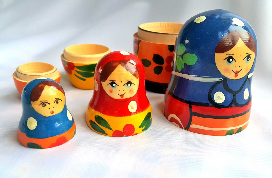 Vintage Matryoshka Doll Russian Wooden Tradition, a Set of 3 Pieces of ...