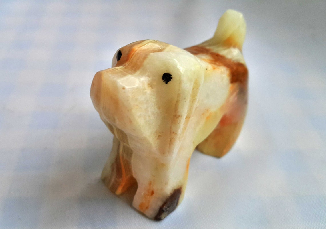 Onyx Dog, Vintage Dog Onyx Gemstone, Marble Natural Onyx Figurine ...