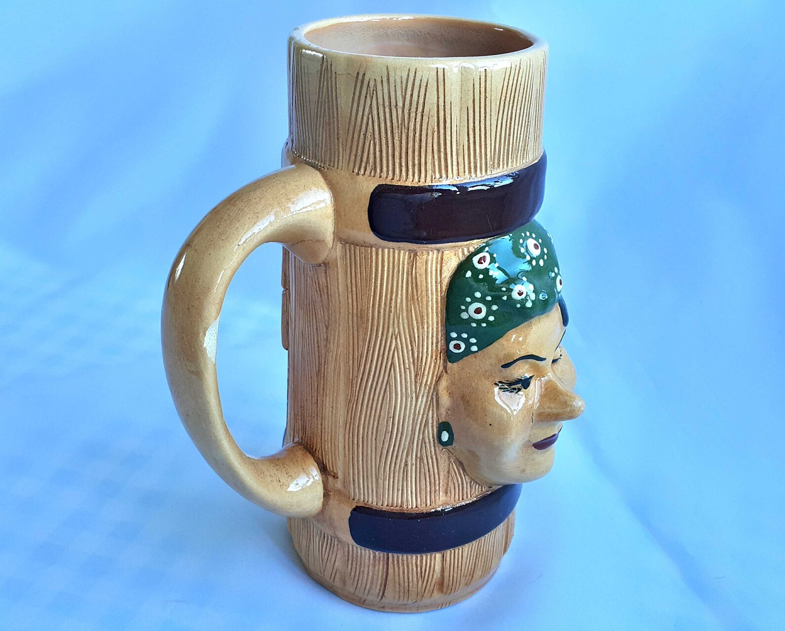 Ceramic Beer Mug Russian Beer Glass Woman Face With Smirk | Etsy