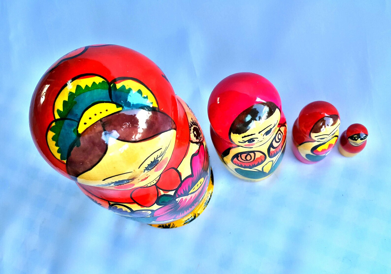 Soviet Vintage Matryoshka Doll Russian Wooden Set 4 Pcs - Etsy