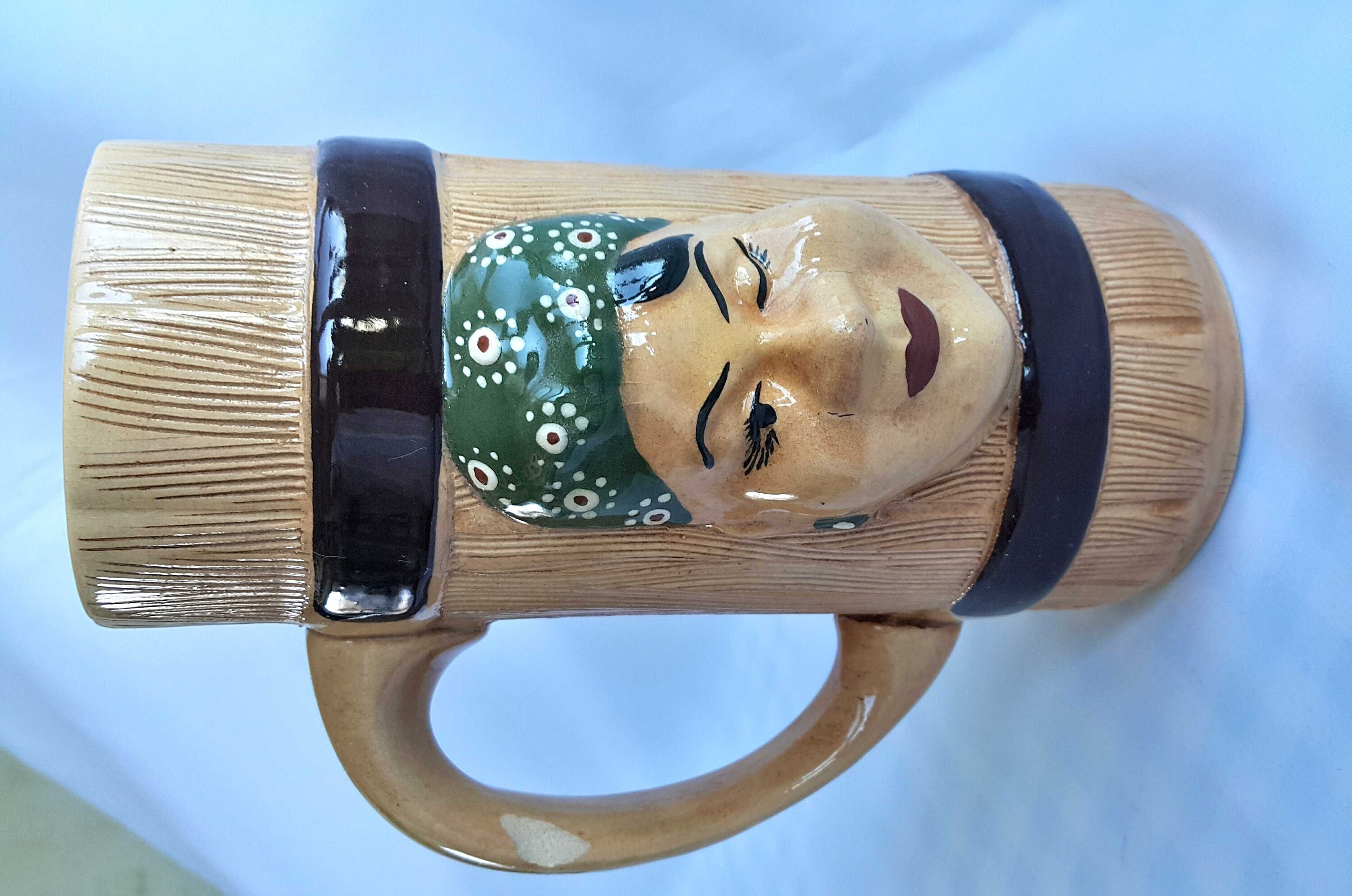 Ceramic Beer Mug Russian Beer Glass Woman Face With Smirk | Etsy