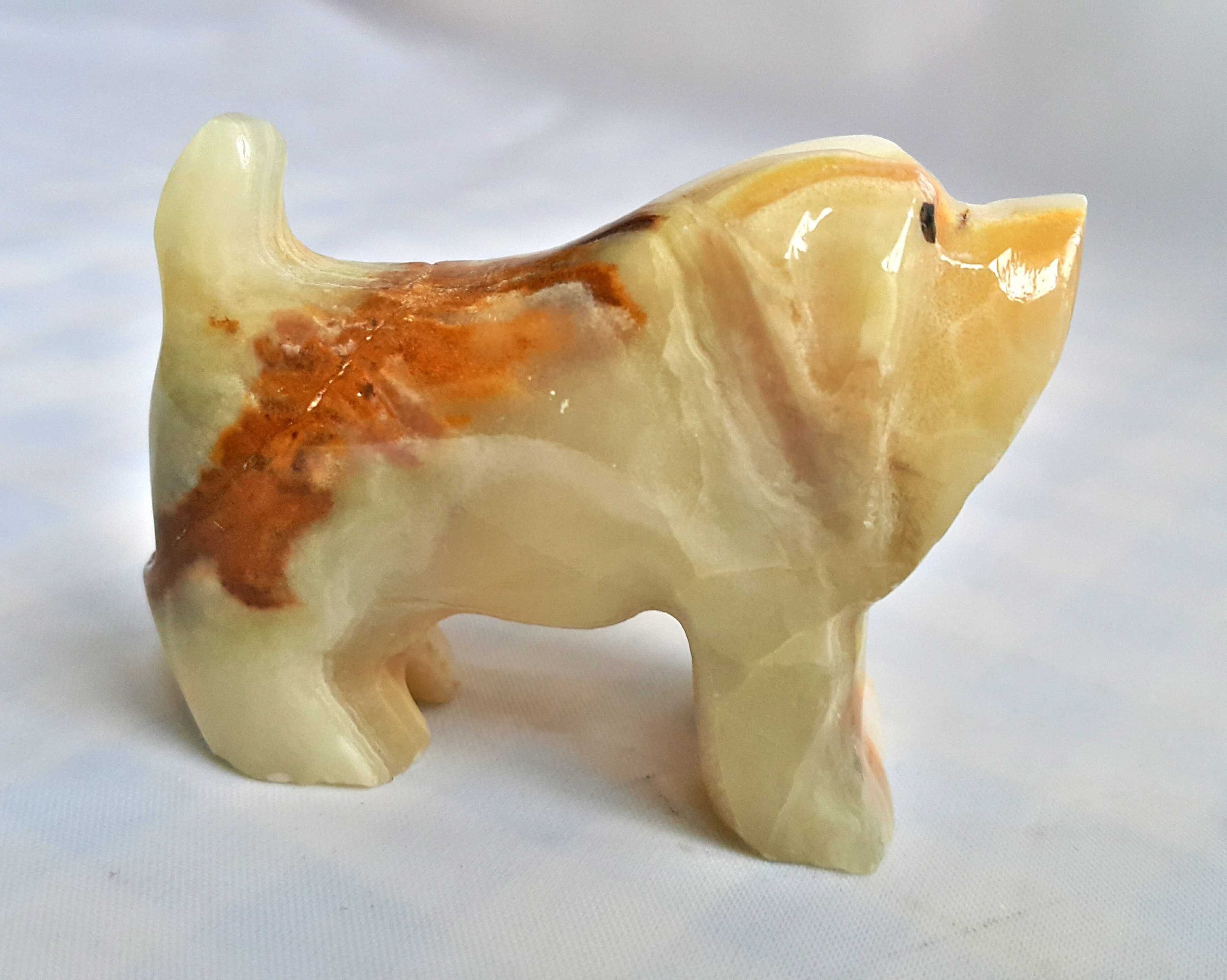 Onyx Dog, Vintage Dog Onyx Gemstone, Marble Natural Onyx Figurine ...