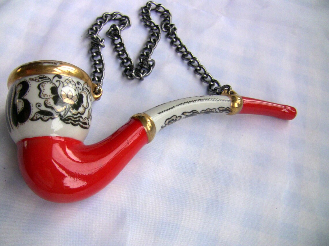 Smoking Pipe Porcelain Ceramic Tobacco Pipe Painting Gold | Etsy