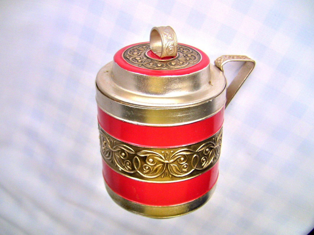 Soviet Mug With a Lid Metallic Aluminum, Sugar Bowl, Ornamented ...