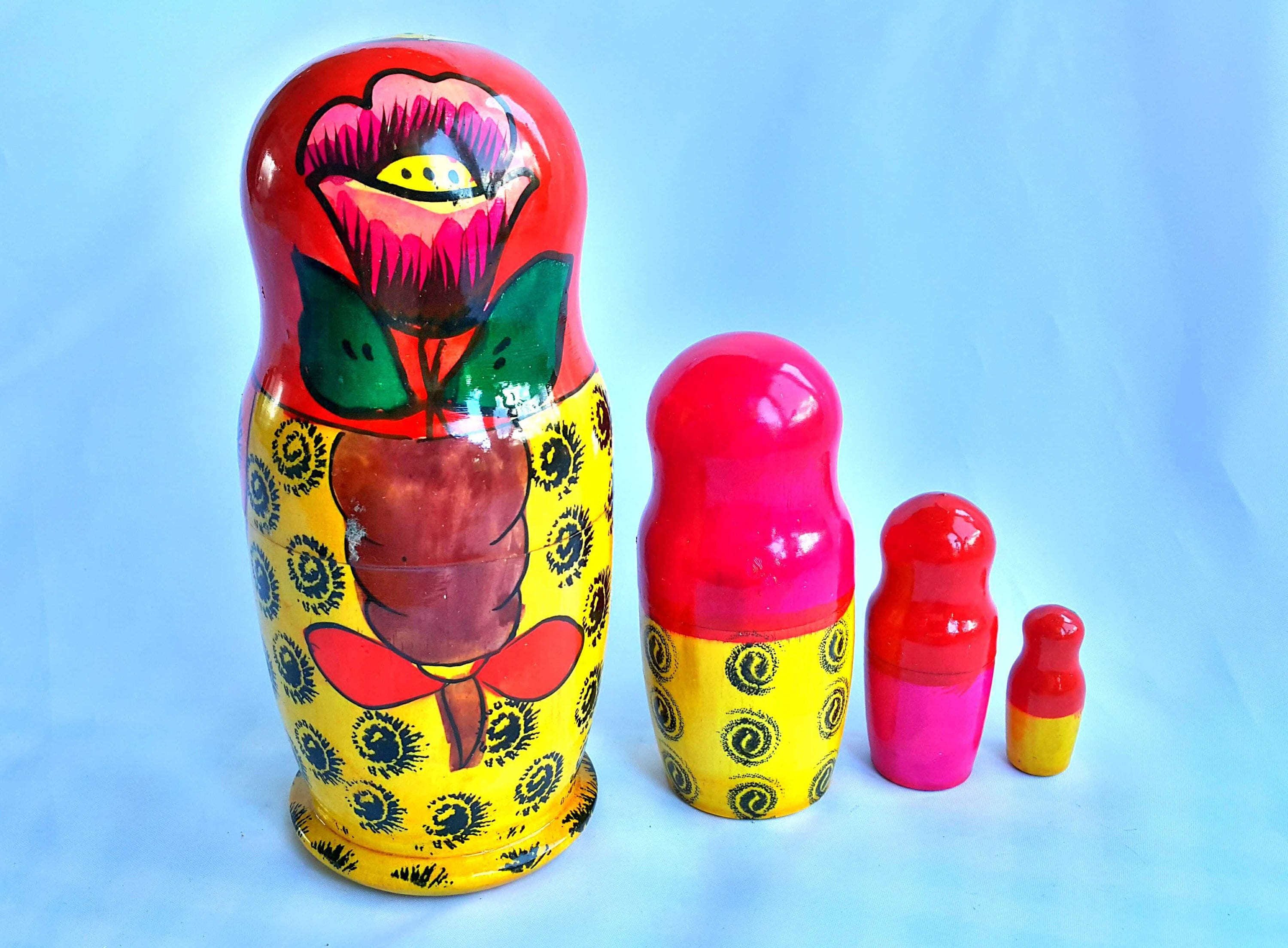 Soviet Vintage Matryoshka Doll Russian Wooden Set 4 Pcs - Etsy