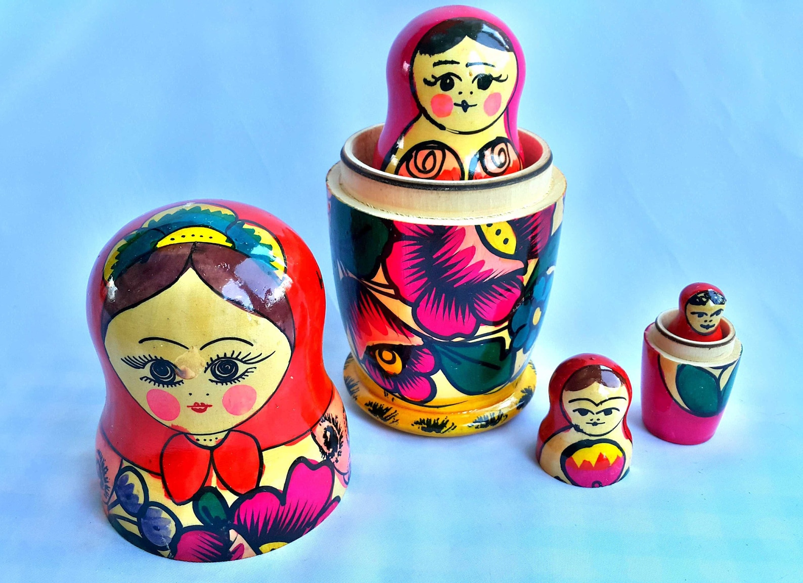 Soviet Vintage Matryoshka Doll Russian Wooden Set 4 Pcs - Etsy