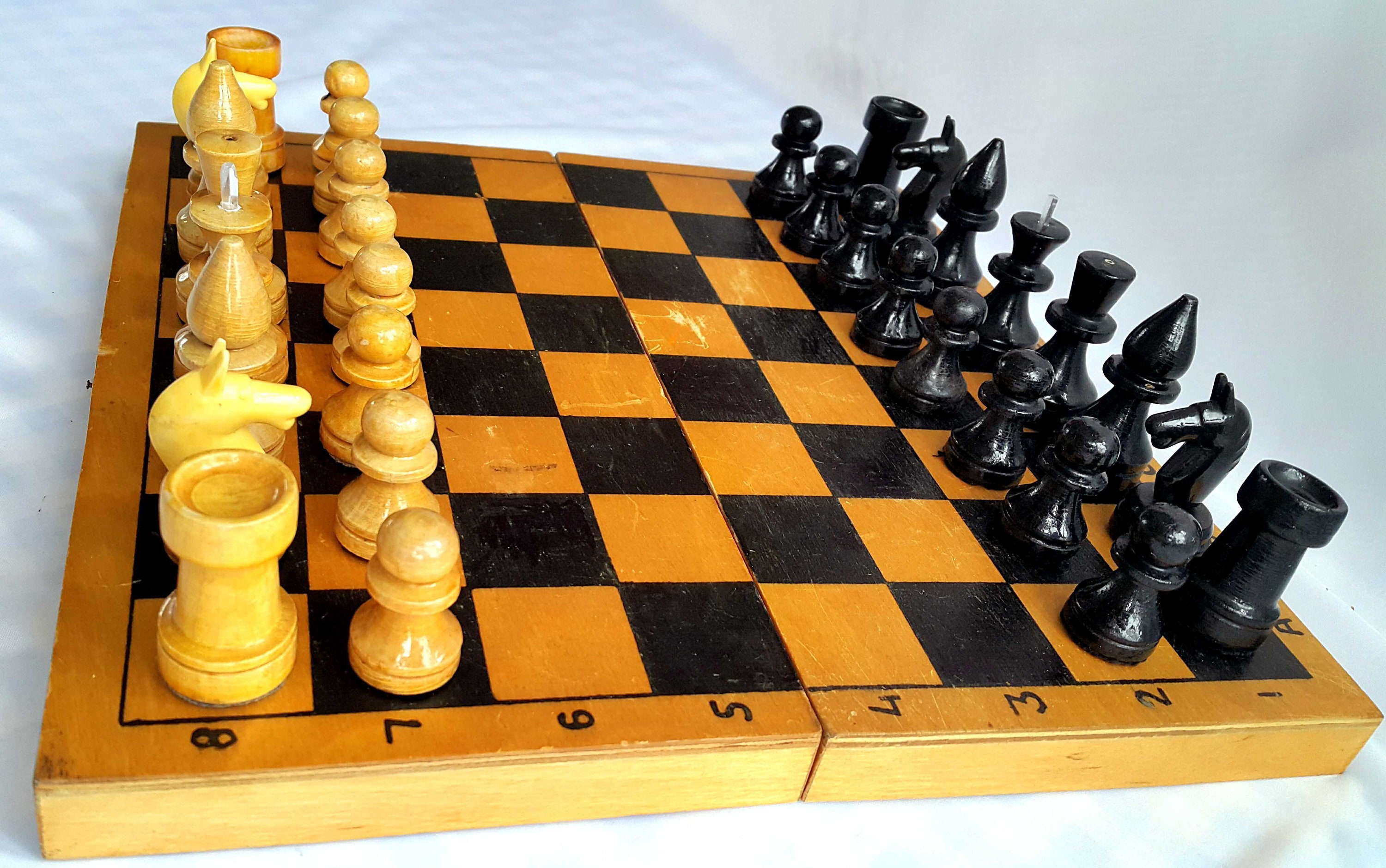 Soviet Wooden Chess Set Carved Vintage, Old Russian Chess USSR, Chess ...