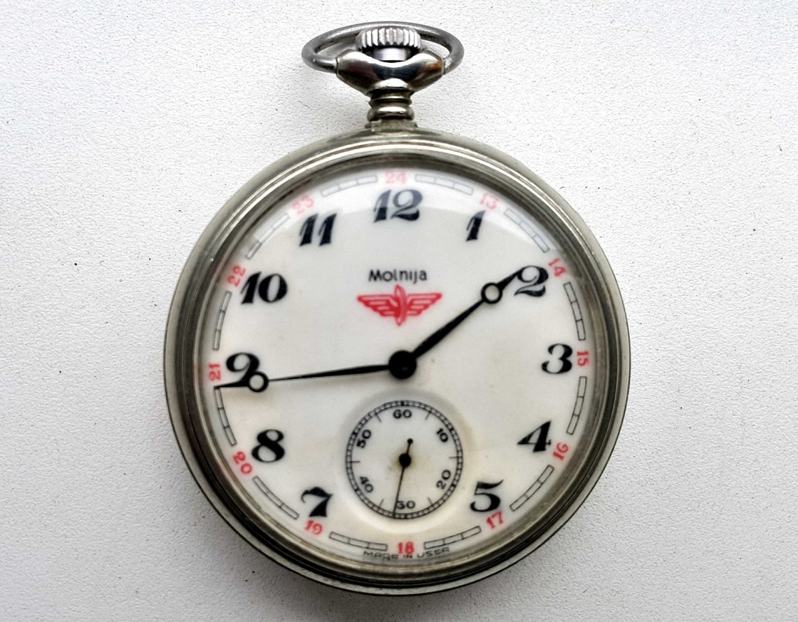 Soviet Pocket Men Watch Molnija Russian Vintage CCCP - Etsy