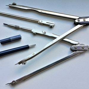 Set Soviet Drafting Tools Vintage Mechanic Measuring Tools ...