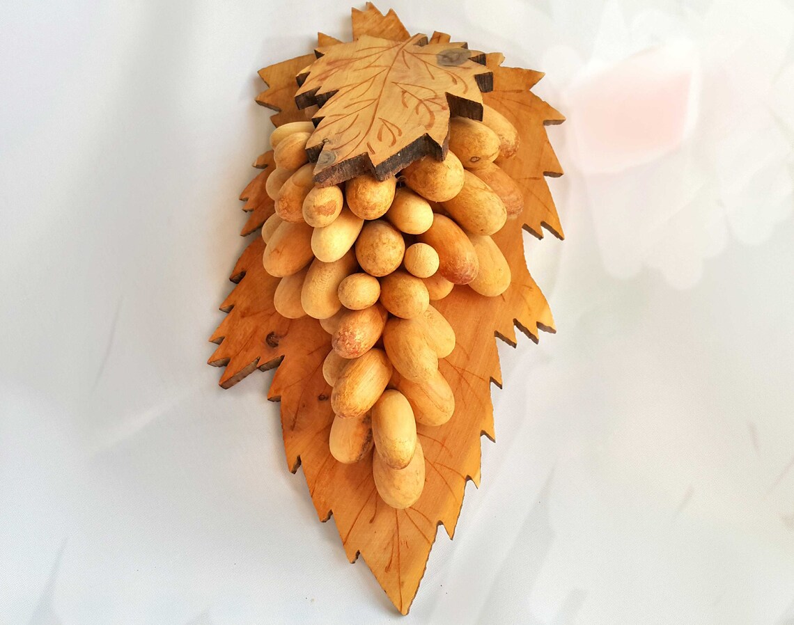 Wooden Grapes Wall Decor Carved From Beech Grape Bunch Home - Etsy