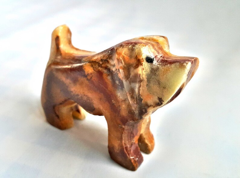 Onyx Dog, Vintage Dog Onyx Gemstone, Marble Natural Onyx Figurine ...