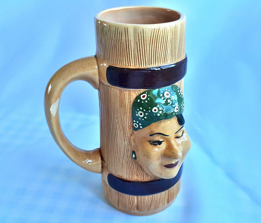 Ceramic Beer Mug, Russian Beer Glass Woman Face With Smirk Soviet ...