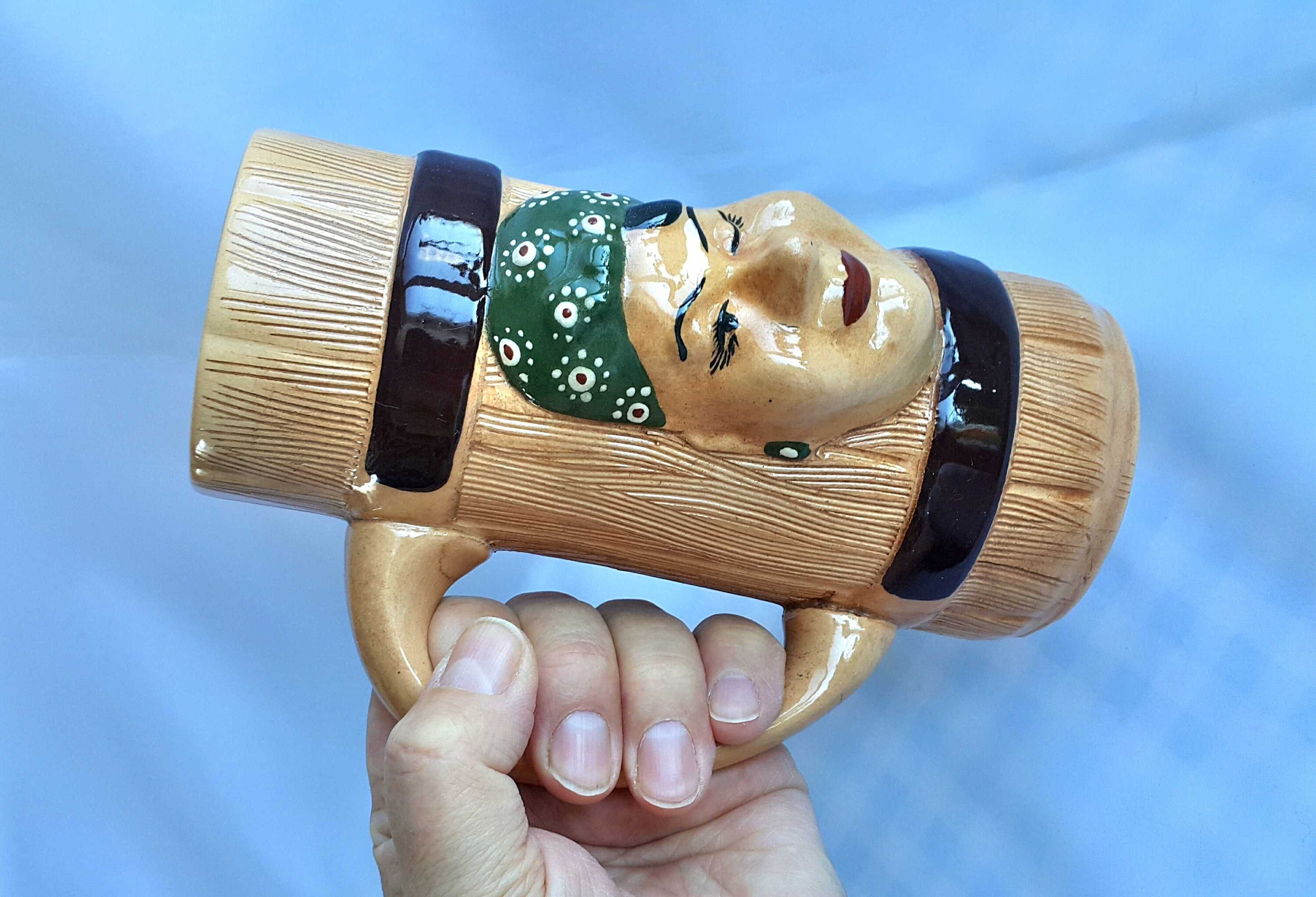 Ceramic Beer Mug Russian Beer Glass Woman Face With Smirk | Etsy