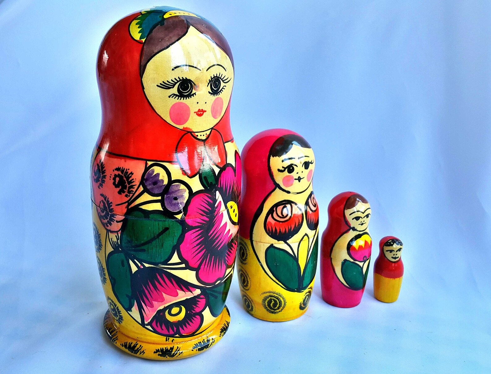 Soviet Vintage Matryoshka Doll Russian Wooden Set 4 Pcs - Etsy