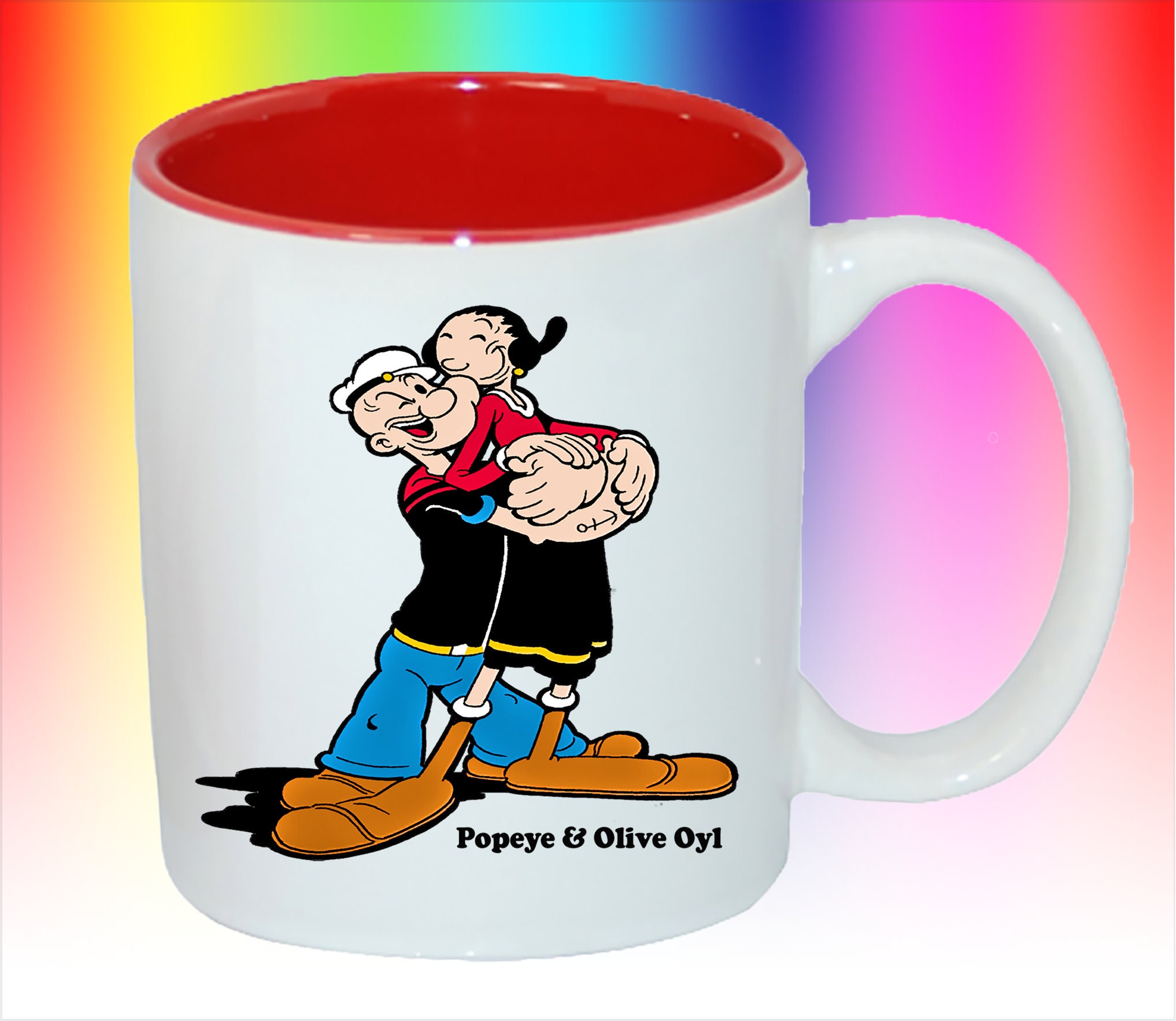 Personalize Popeye Hugs Olive Oil Hugs Love Classic Cartoon TV Ceramic ...