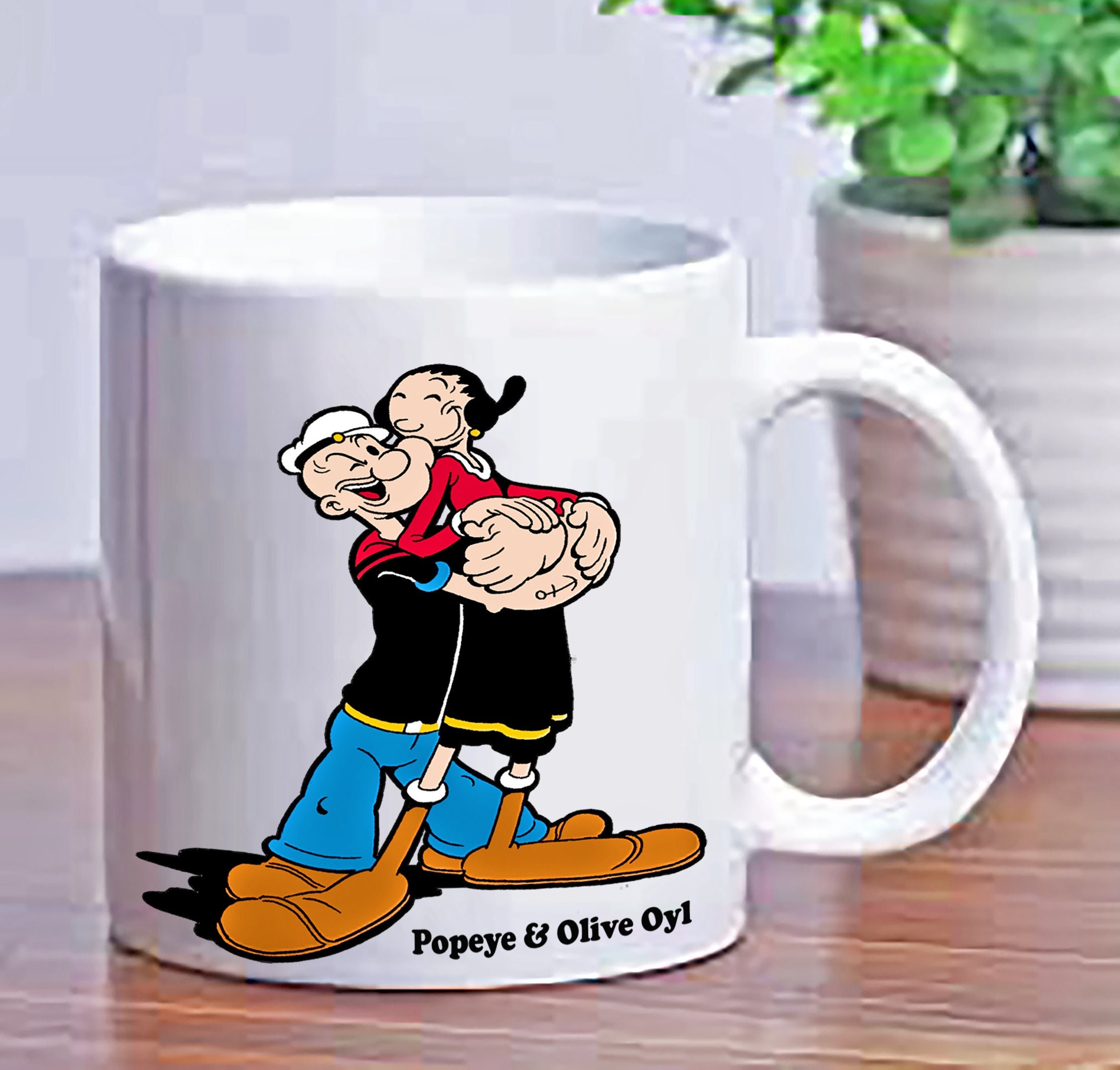 Personalize Popeye Hugs Olive Oil Hugs Love Classic Cartoon TV Ceramic ...