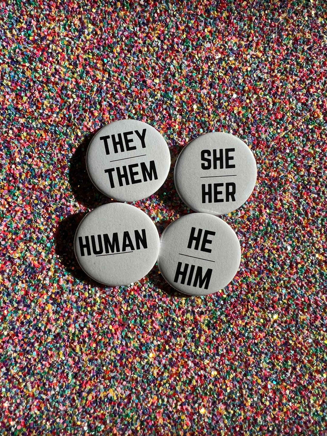 White and Black Pronoun Buttons She Her Button He Him - Etsy