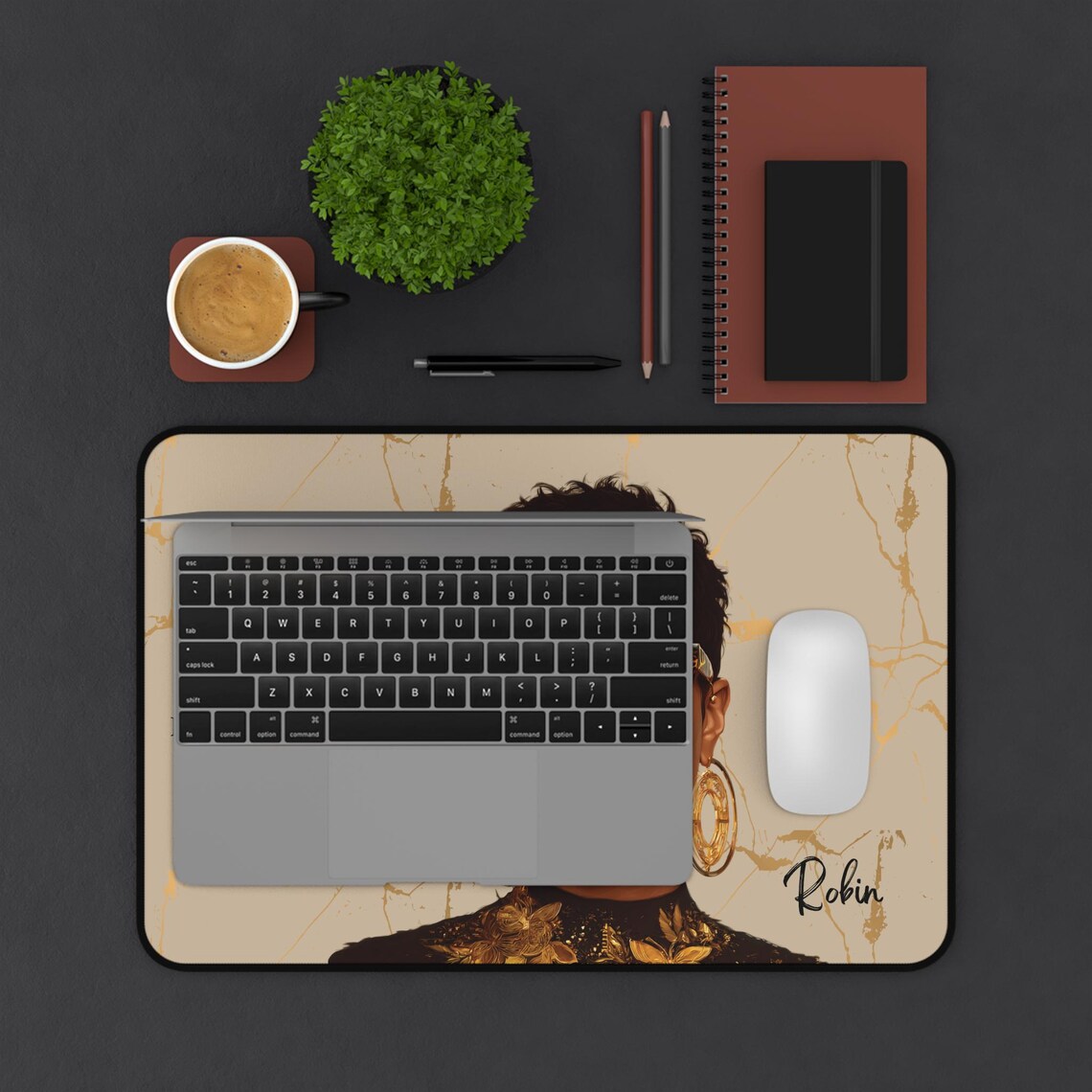 Black Girl Mouse Pad Black Women Desk Mat Afrocentric Office Desk Decor ...