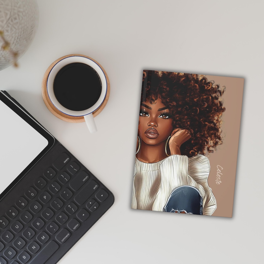 Black Girl Magic Journal Black Woman With Afro Notebook Ruled Line ...