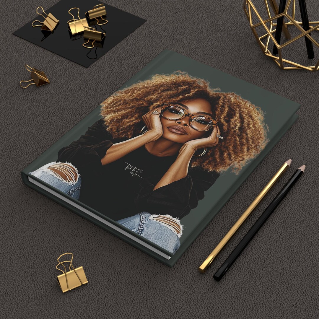 Black Girl Magic Journal Black Woman With Afro Notebook Ruled Line ...