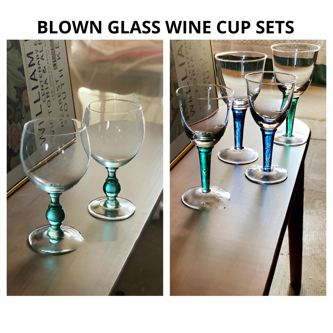 Blown Glass Wine Glasses Wine Glass Sets Etsy