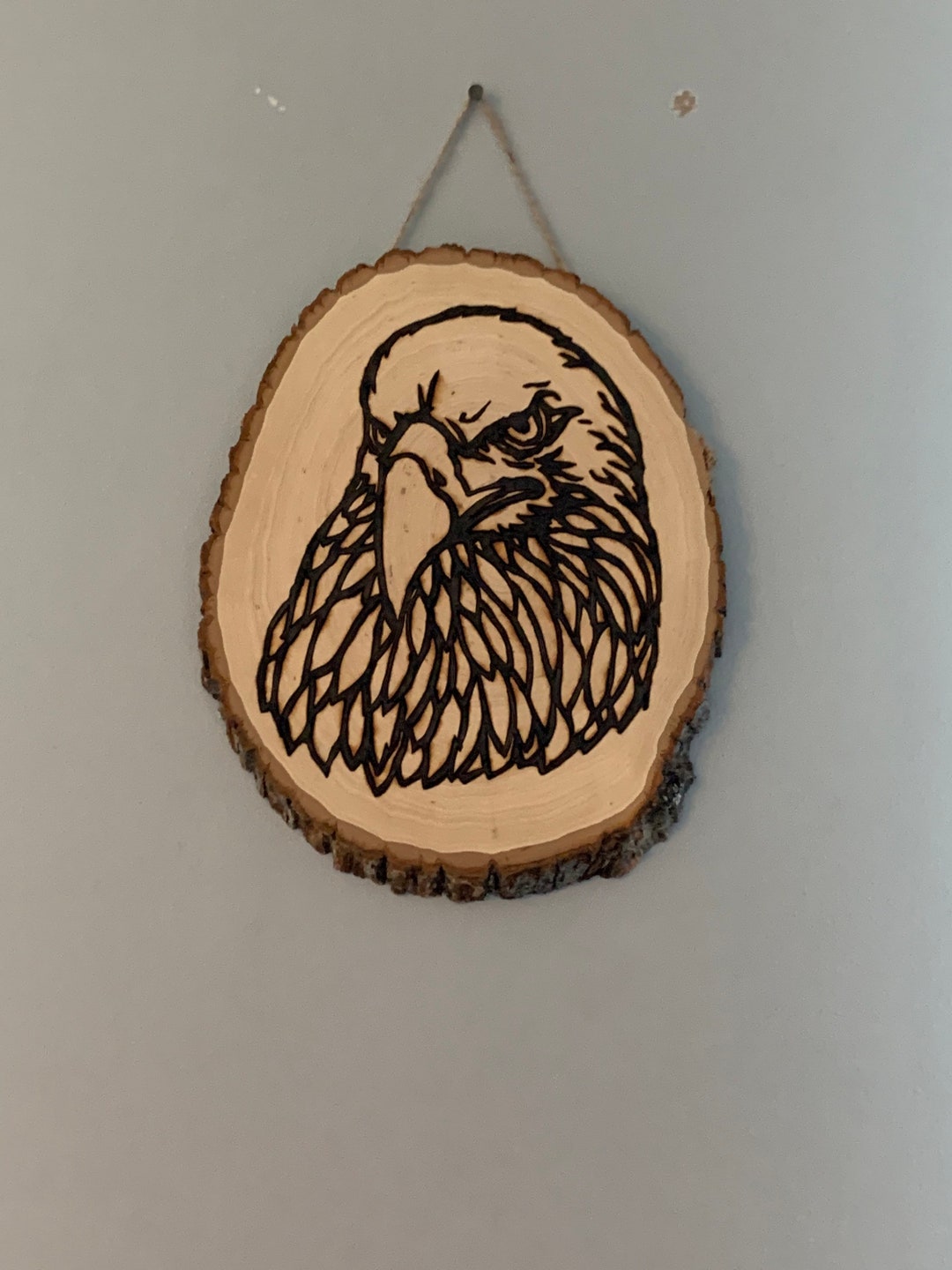 Wood Burned Bald Eagle on a Live Edge Wood Plaque - Etsy