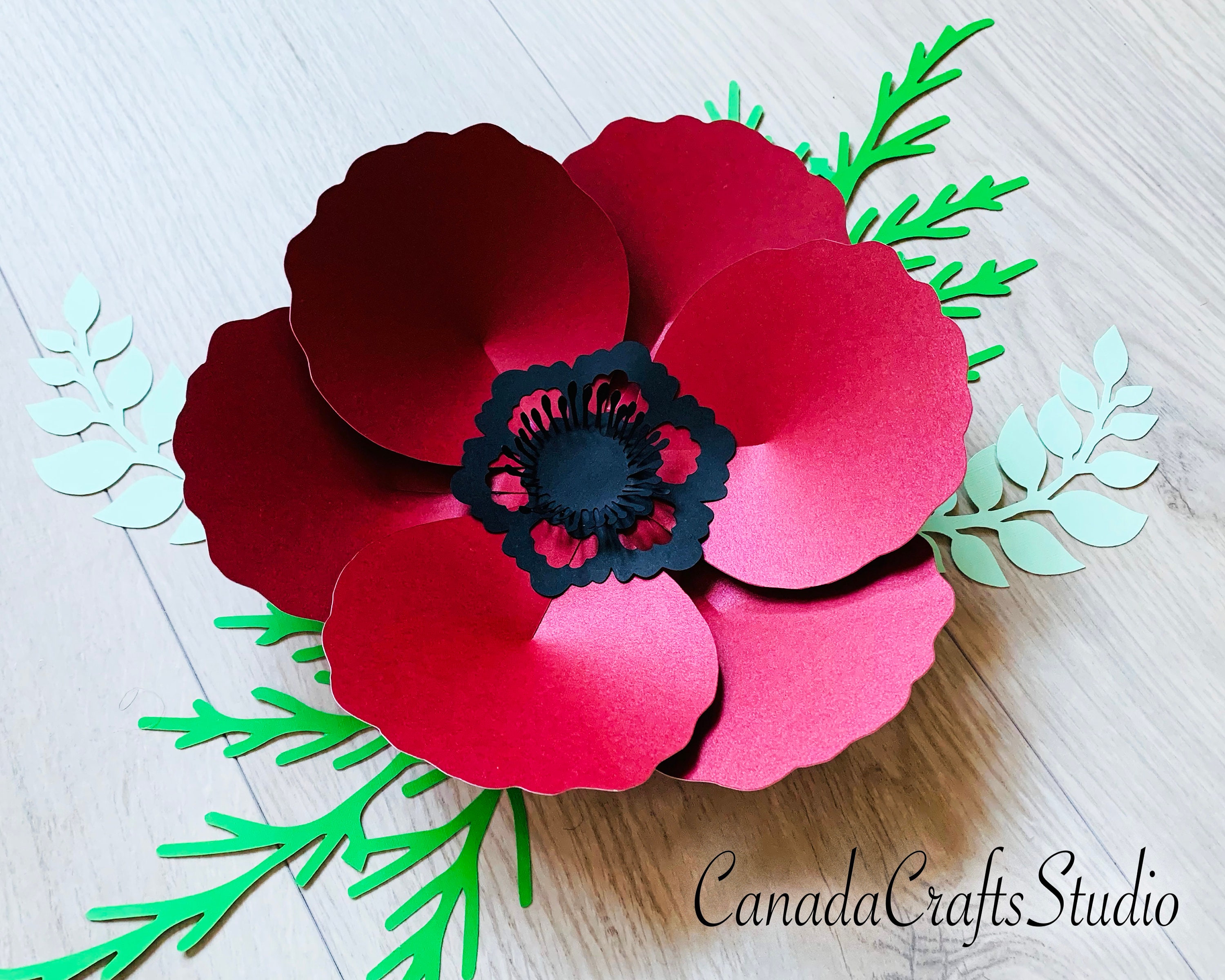 Poppy Paper Flower Template SVG and DXF - Etsy Canada