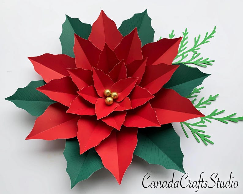 Poinsettia SVG Large Paper Flower - Etsy