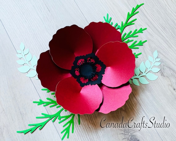 Poppy Paper Flower Template SVG and DXF Template 81 | Etsy Canada