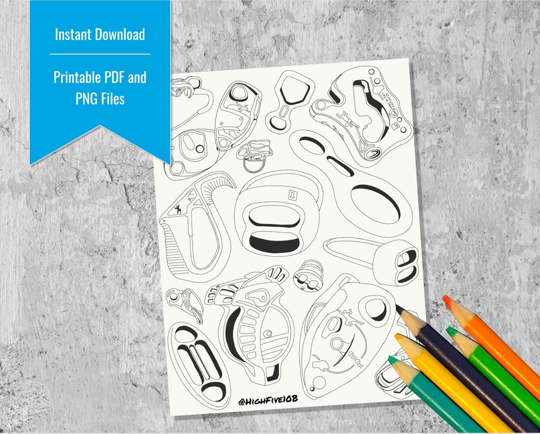 Belay Devices Coloring Page | Rock Climbing | Bouldering | Coloring ...