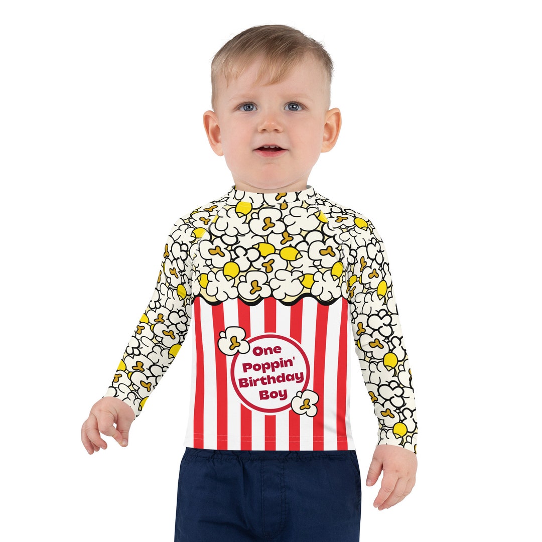 Popcorn Movie Night Kids Birthday Shirt, Rash Guard for Swimming or ...