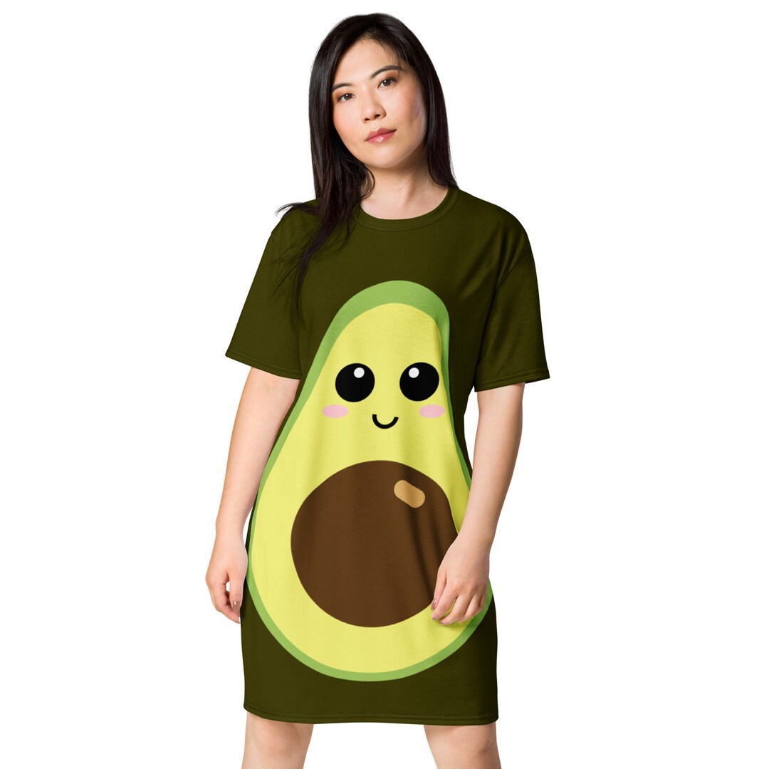 Cute Avocado T-shirt Dress, Adult and Teens Holiday Gift, Avocado Lover ...
