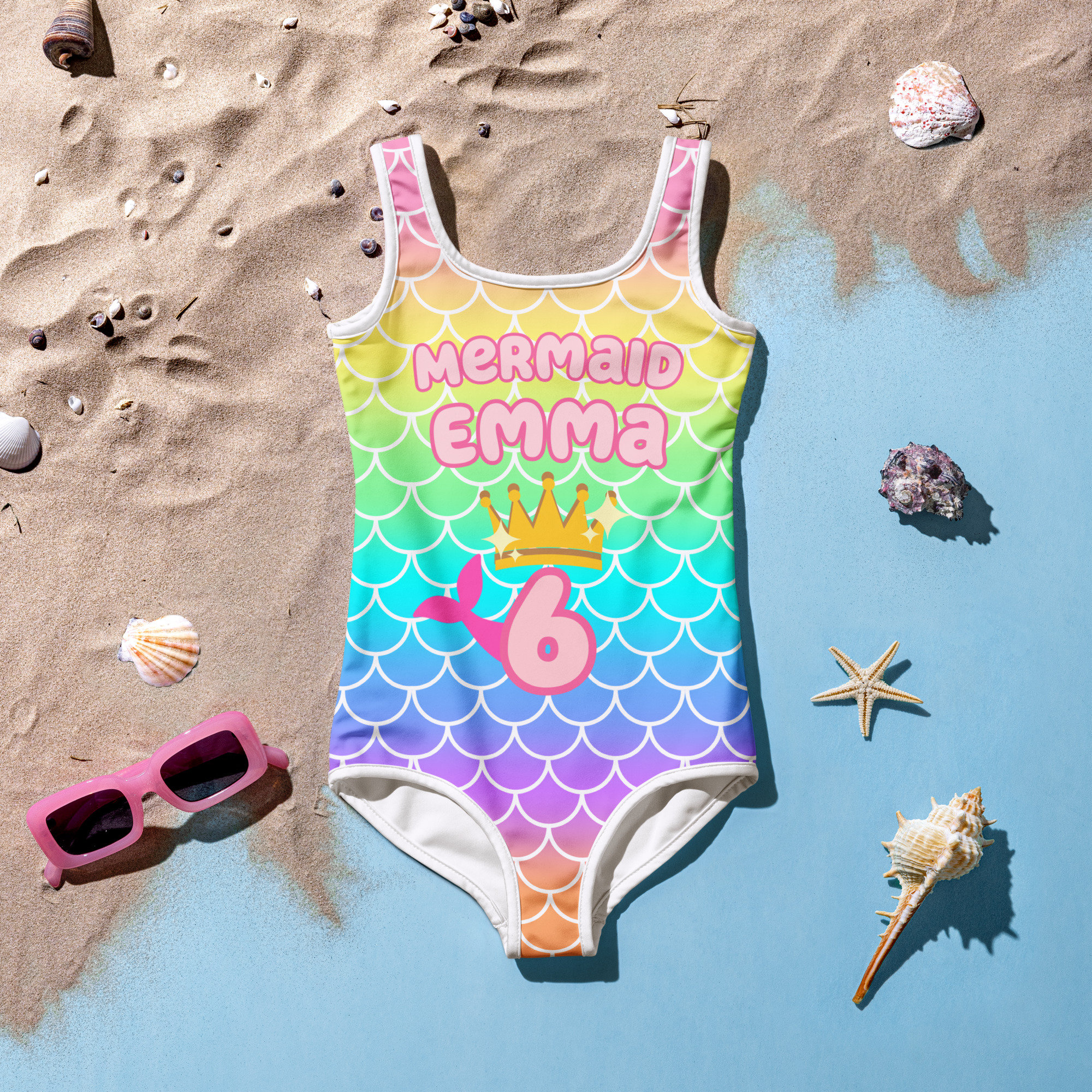 Girls Mermaid Birthday Bathing Suit Etsy
