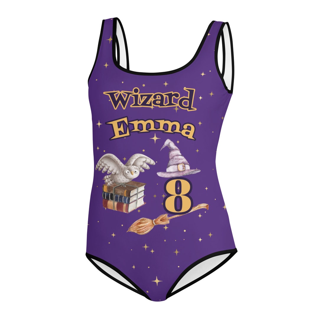 Wizard Swimsuit, Personalized Birthday Girls Swimsuit, Magic Wizard ...