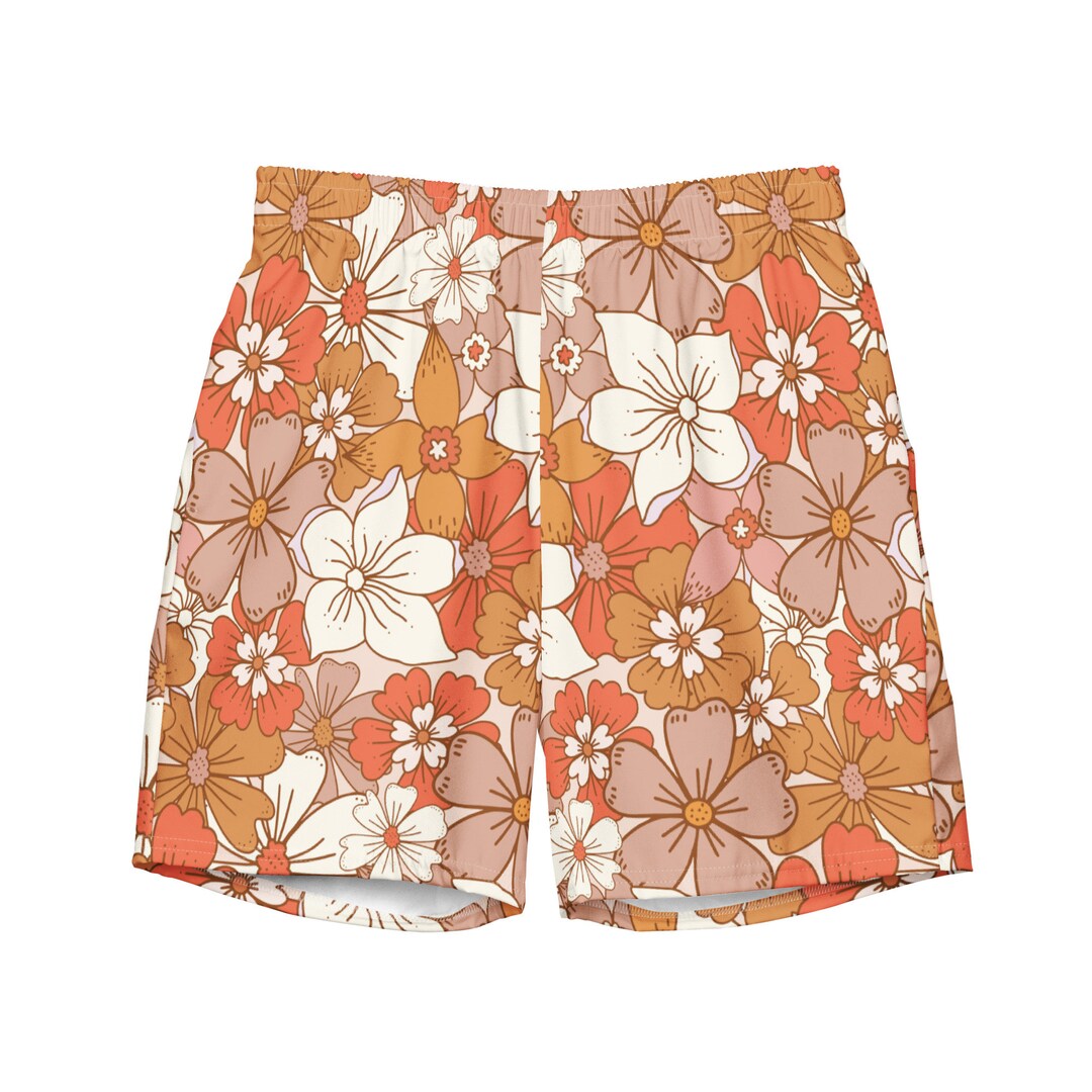 Men's Groovy Flower Swim Trunks, Couples Matching Swimwear - Etsy