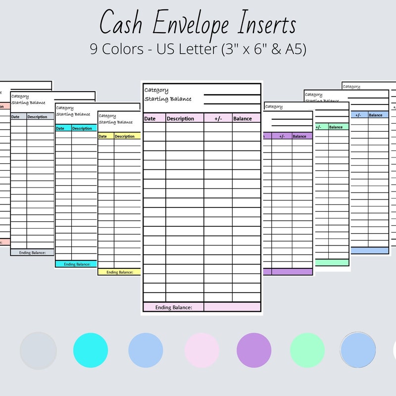 Cash Envelopes Colors - Etsy