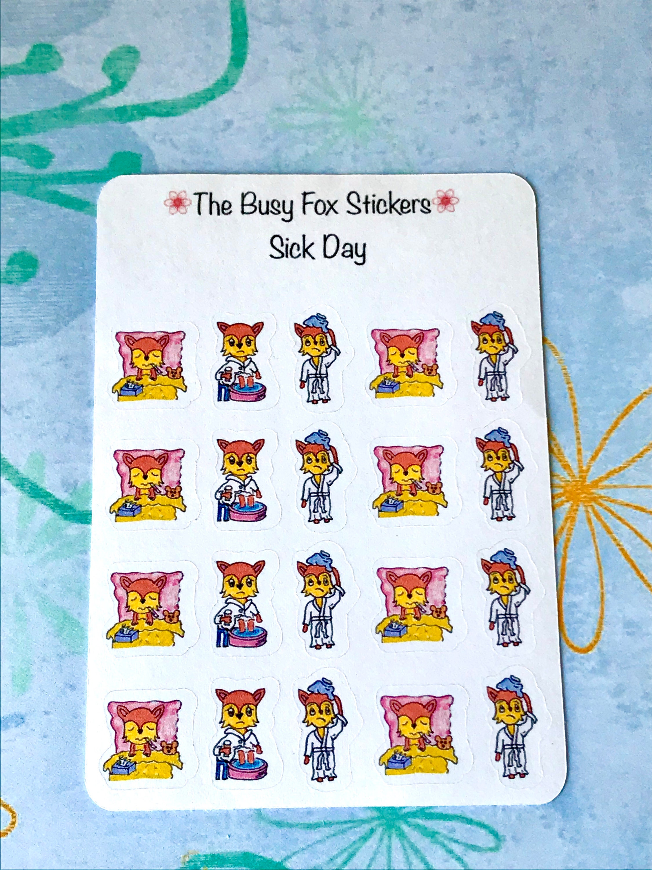 Sick Day Emoti Planner Stickers. Sick Day Emotis. Fox Emoti Planner ...