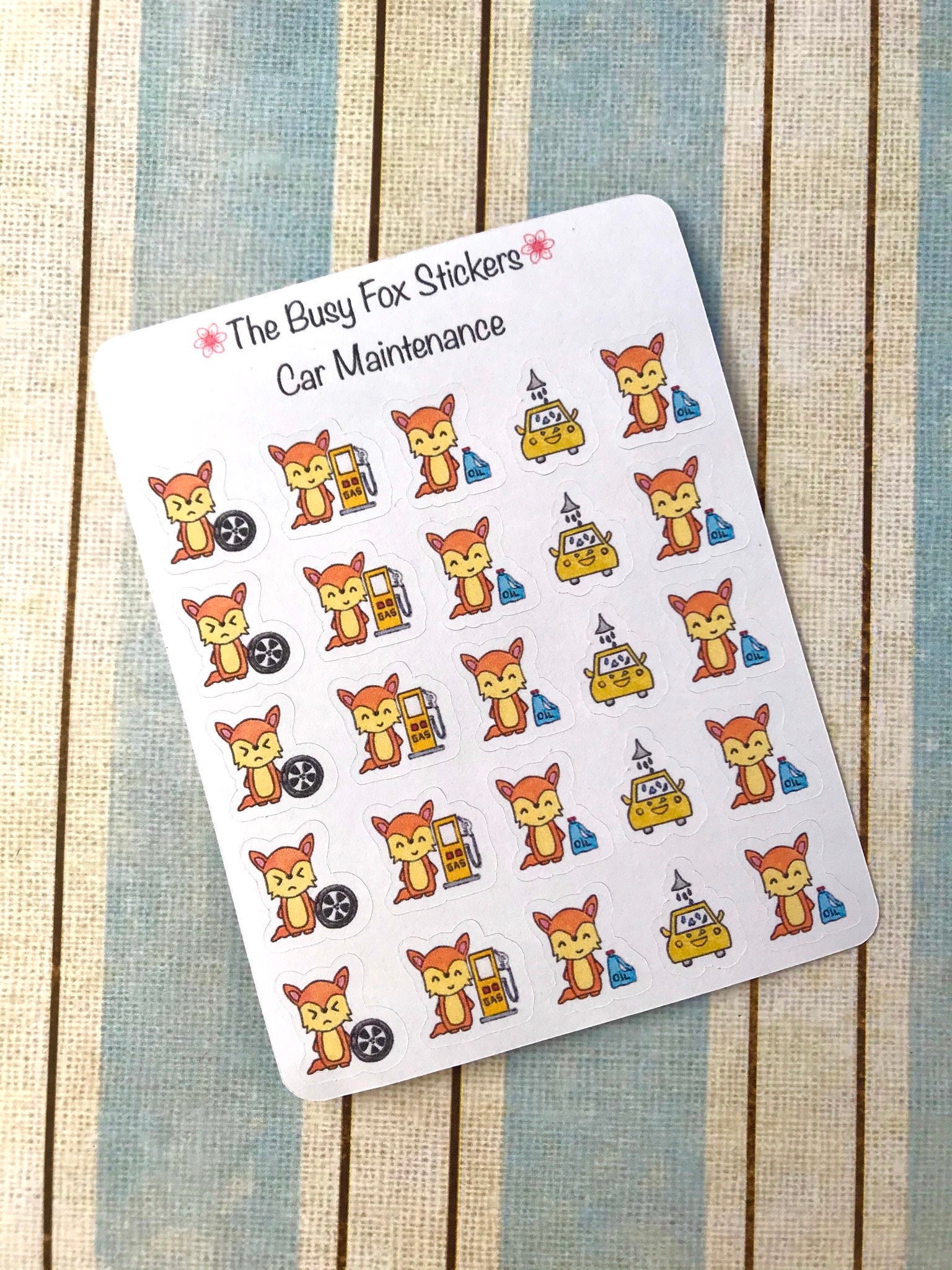 Car Maintenance Emoti. Planner Stickers.auto Maintenance Emotis. Fox ...
