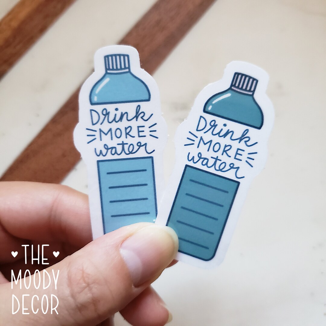 Drink More Water Sticker, Cute Drink Water Reminder, Glossy Water Proof ...