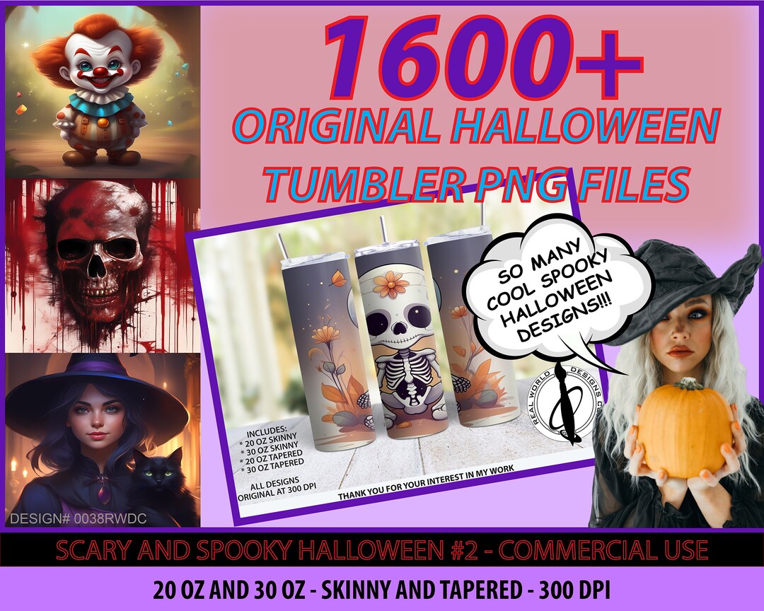 1600 Spooky Halloween Mega Bundle 20 Oz Skinny Tumbler Sublimation Design, 30 Oz Skinny Straight ...