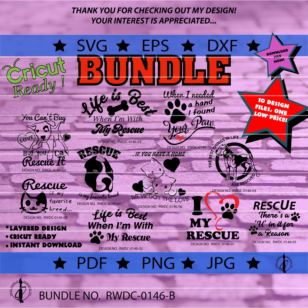 Animal Rescue SVG Dog Pet Cat Bundle SVG Files for Cricut and Svg for ...