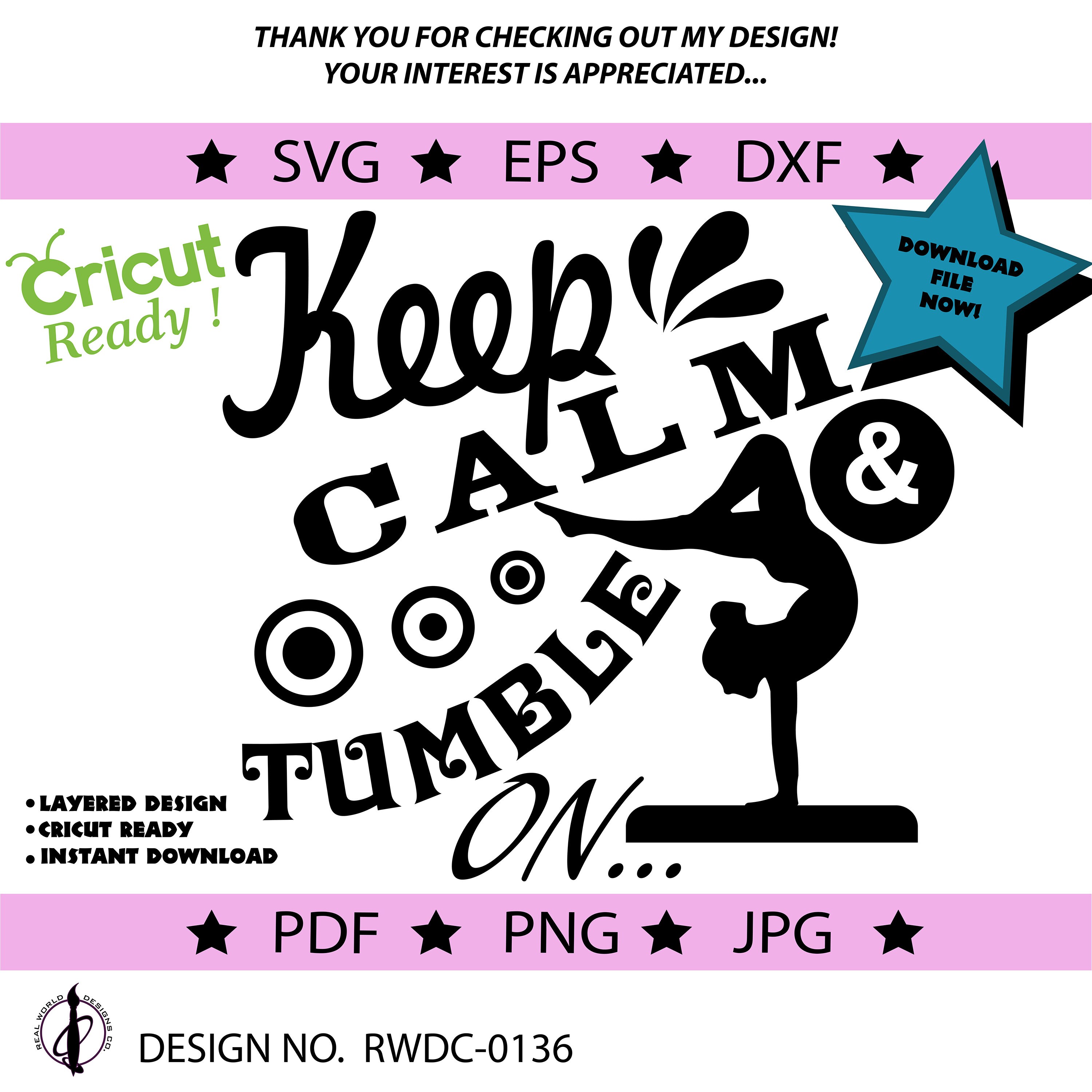 Gymnast SVG Tumbling SVG Keep Calm Tumble Svg Love Gymnastics Svg Cut ...