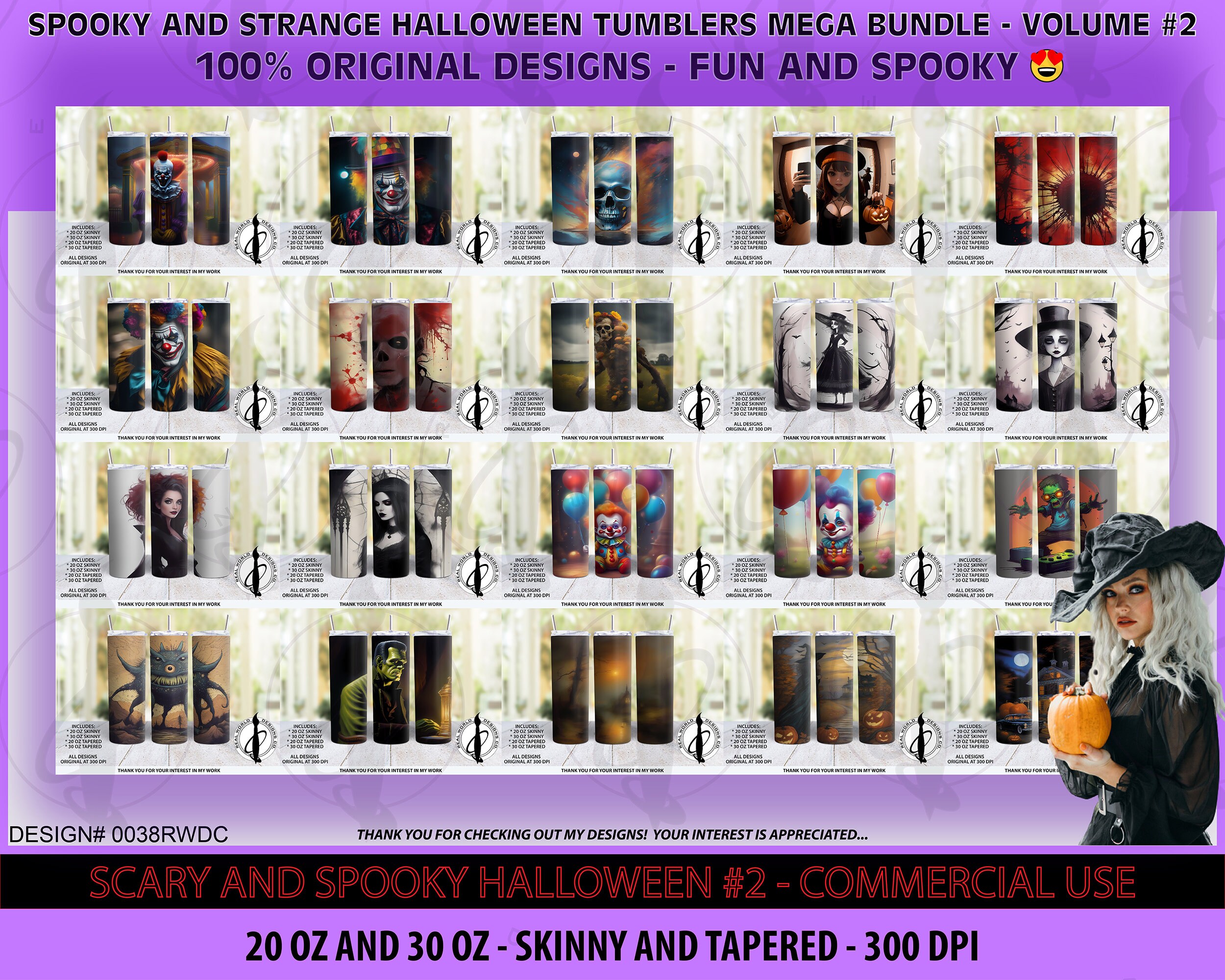 1600 Spooky Halloween Mega Bundle 20 Oz Skinny Tumbler - Etsy