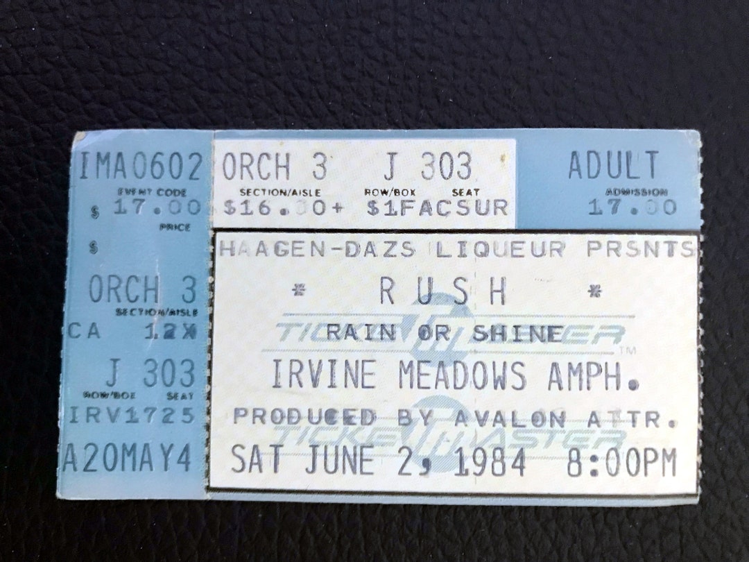1984 RUSH Concert Ticket Stub Irvine Meadows Amphitheater - Etsy