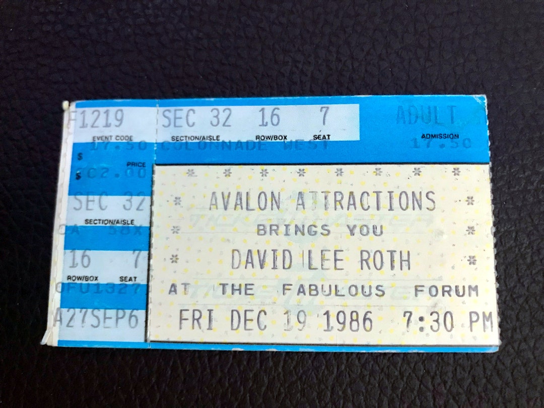 1986 David Lee Roth Concert Ticket Stub at the Fabulous Forum - Etsy